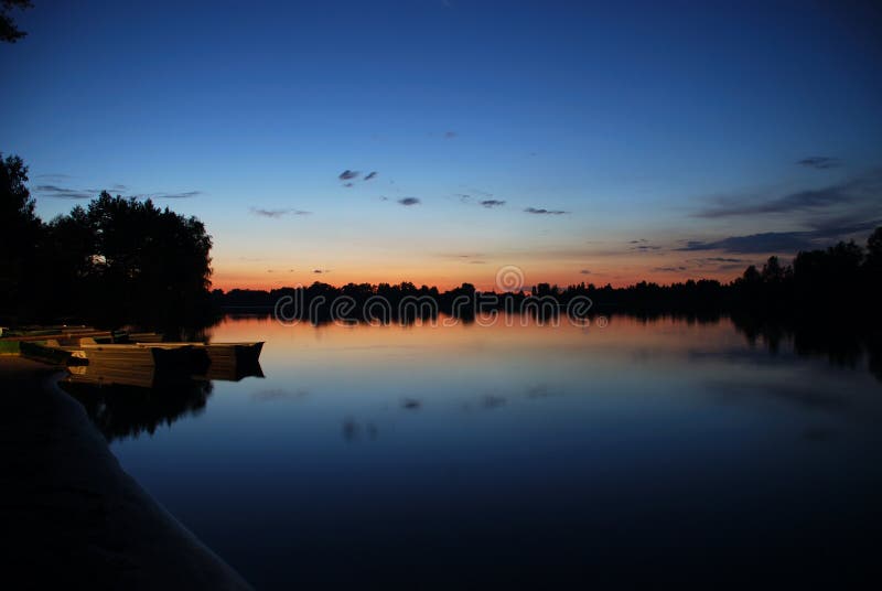 Beautiful River Sunset Landscape Stock Photo - Image of life ...
