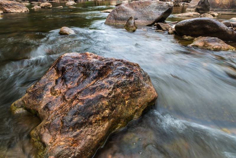 Beautiful River Water Flowing through Stones and Rocks Stock Photo ...