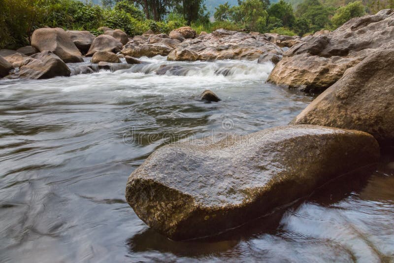 Beautiful River Water Flowing through Stones and Rocks Stock Image ...