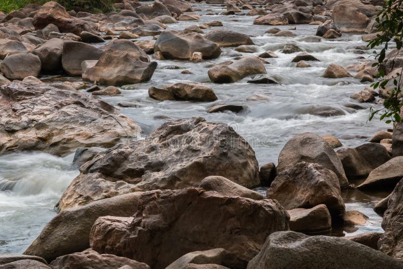 Beautiful River Water Flowing through Stones and Rocks Stock Photo ...