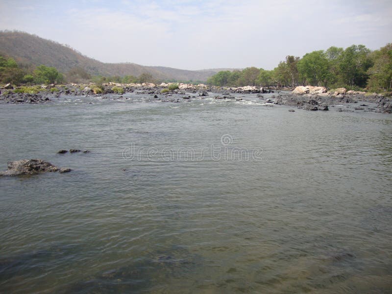 Beautiful River with less Water To Enjoy Stock Image - Image of rill ...