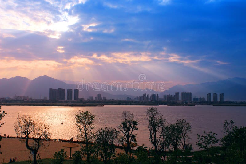 The Beautiful Riverside Scenery Stock Image - Image of diffuse ...