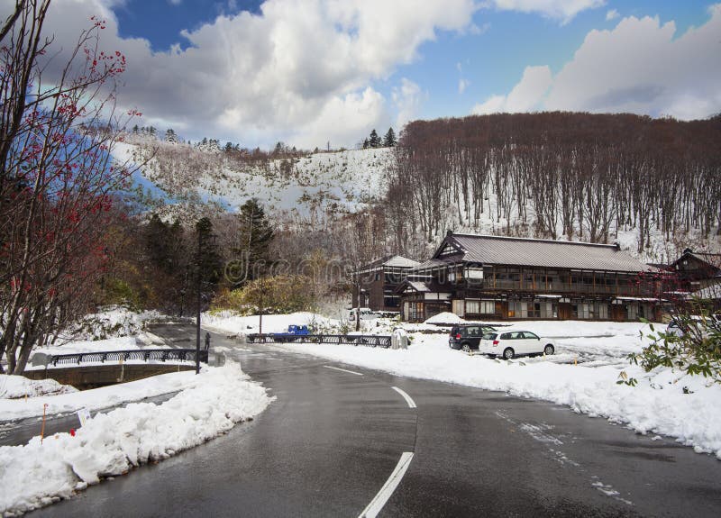 Beautiful Road in Mountain with Nice View of Snow in Spring Stock Photo ...