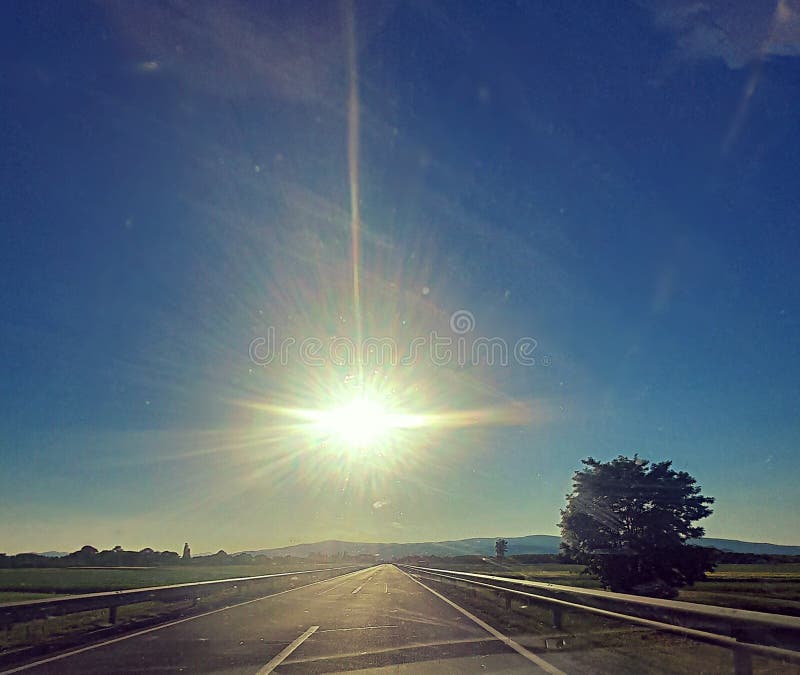 Beautiful Road with Sun Rise. Stock Photo - Image of morning, rise ...
