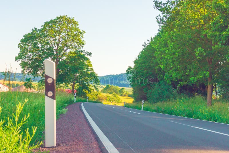 Road Side View Of Beautiful Meadow And Trees In Spring Stock Image ...