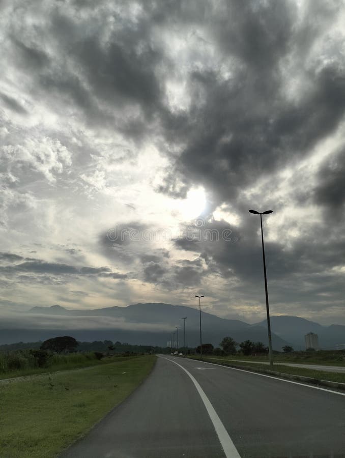 Beautiful Road View with Cloud and Mountain Stock Image - Image of road ...