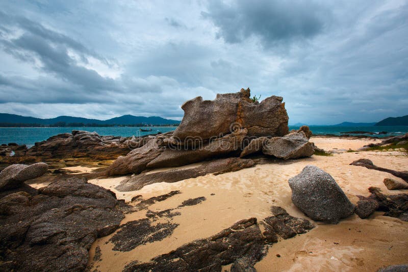 Beautiful Rock on the Island Stock Image - Image of landscape, sand ...