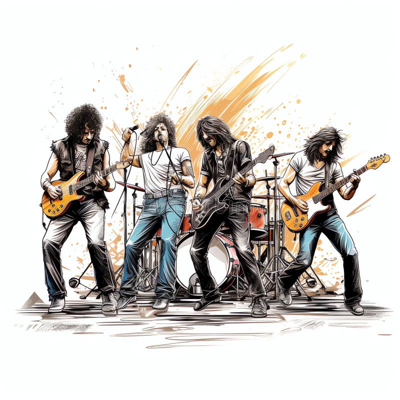 Beautiful Rock and Roll Band Clipart Illustration Stock Illustration ...