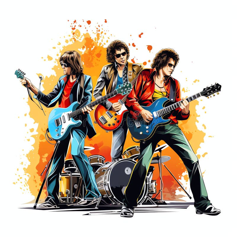 Beautiful Rock and Roll Band Clipart Illustration Stock Illustration ...