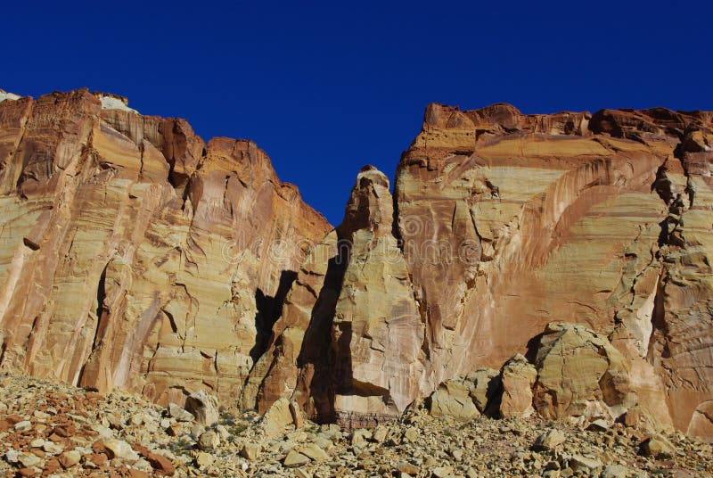 Beautiful Rock Wall Under Blue Sky Stock Photo - Image of bush, rock ...