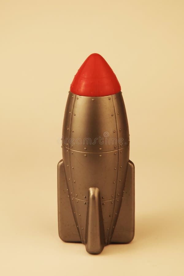 Beautiful Rocket Ship Made of Plastic in Grey and Red Stock Photo ...