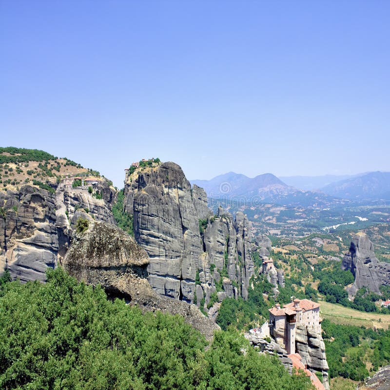 Beautiful rocks Meteora stock photo. Image of monastery - 17312444