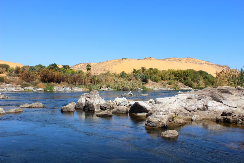 Beautiful Rocks in the Middle of the River Nile in Luxor Stock Image ...