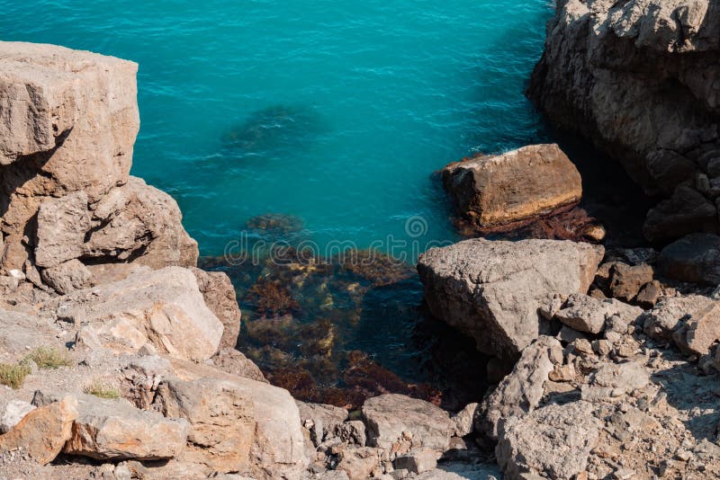 Beautiful Rocky Bay with Turquoise Sea. Stock Image - Image of vacation ...