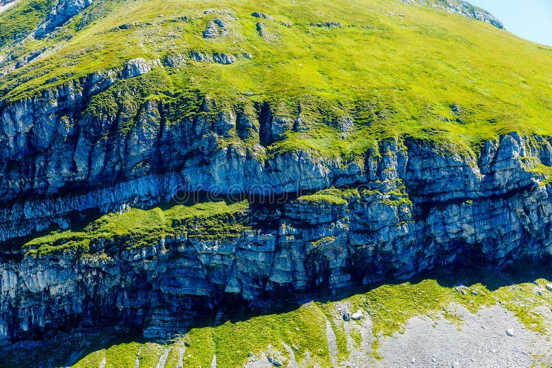 Beautiful Rocky Cliff in Alpine Mountains on Summer Day. Stock Photo ...