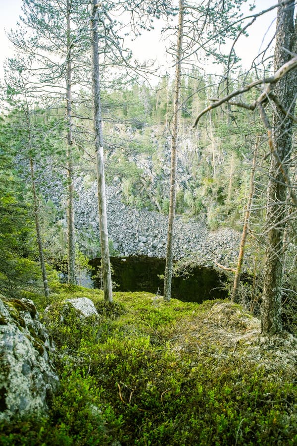 A Beautiful Rocky Forest Landscape in Finland Stock Image - Image of ...