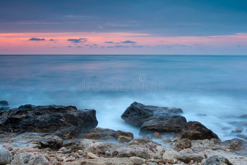 Beautiful Rocky Sea Beach at the Sunset Stock Photo - Image of dream ...