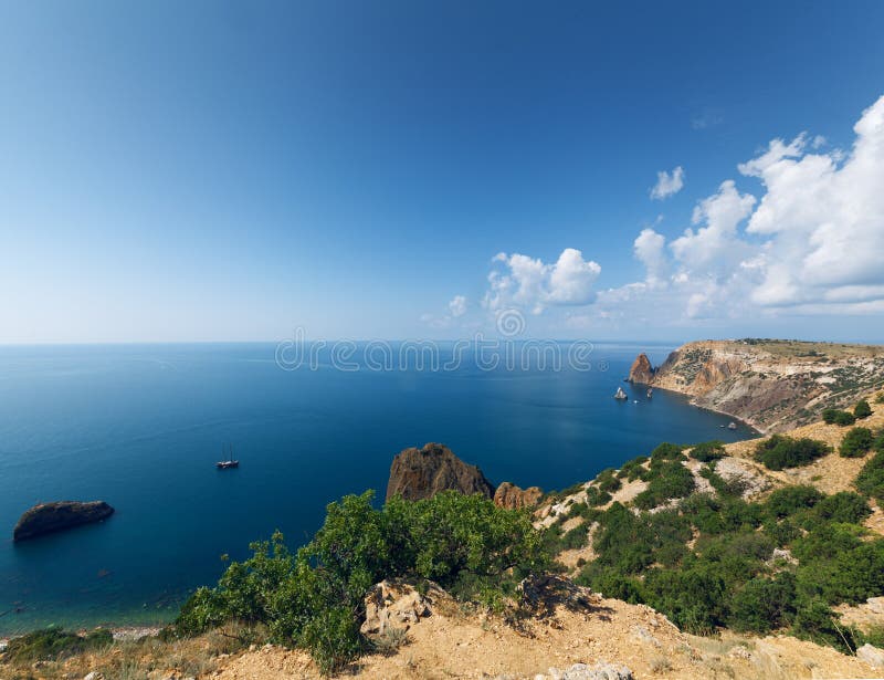 Beautiful rocky sea coast stock photo. Image of paradise - 32864818