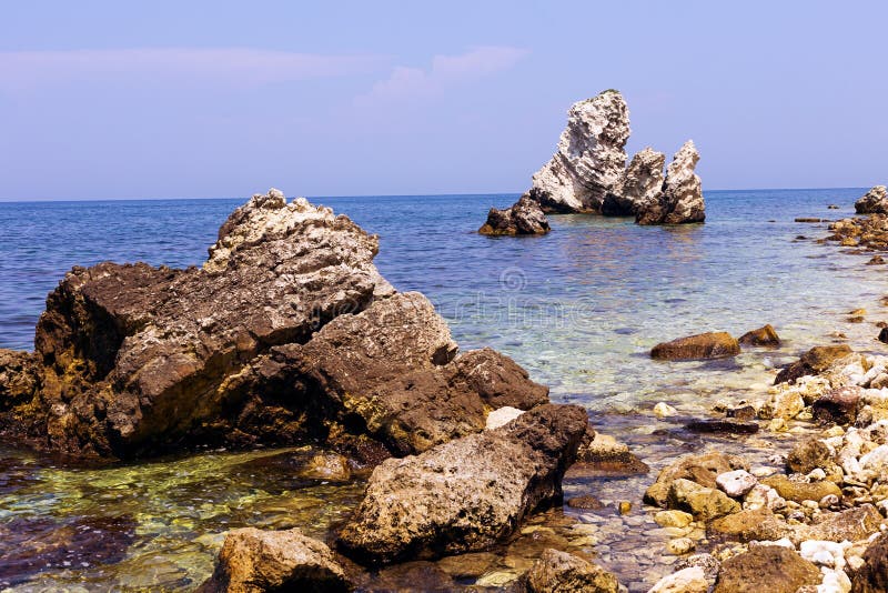 Beautiful rocky sea coast stock photo. Image of paradise - 33315456