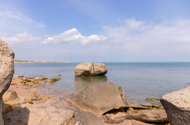 Beautiful rocky seashore stock photo. Image of landscape - 264017074