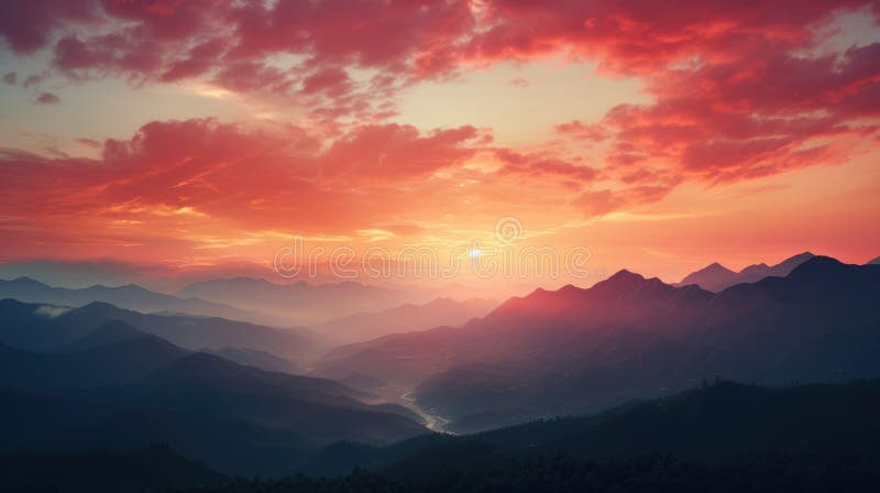 The Beautiful Rolling Hills of the Mountain Range Under the Evening ...