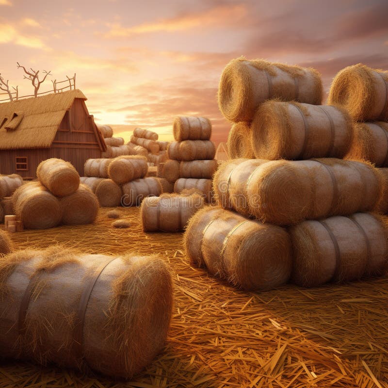 Beautiful Rolls of Hay. Generative AI Stock Illustration - Illustration ...