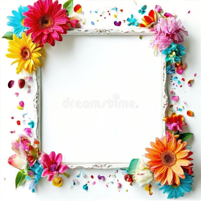 Beautiful Romantic Festive Floral Frame Design with Copy Space Stock ...