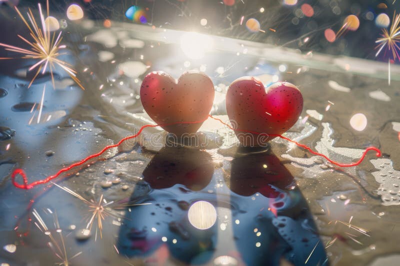 Beautiful Romantic Hearts on a Shiny and Glittering Surface with ...