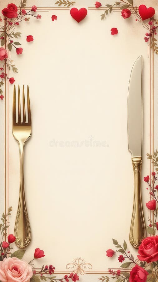 Beautiful Romantic Menu Card with Copy Space Stock Illustration ...