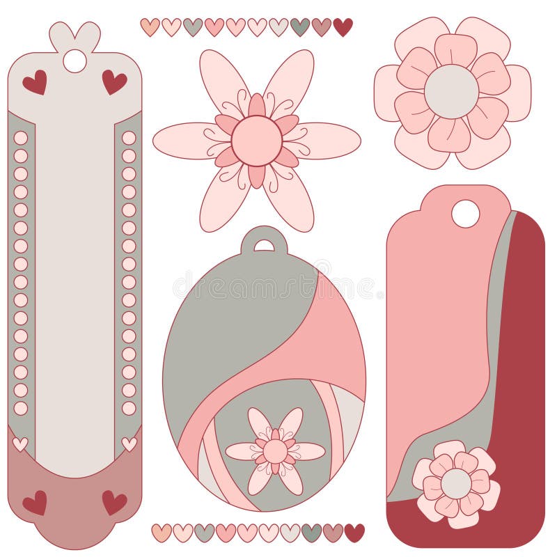 Beautiful Romantic Pink Tag Collection Stock Illustration ...