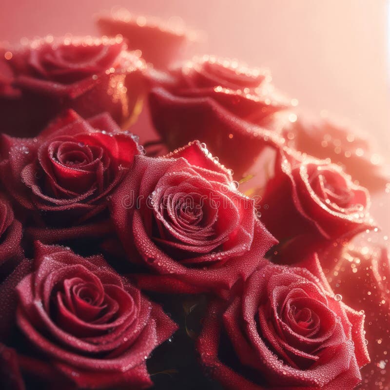 Beautiful Romantic Red Roses Flowers Stock Illustration - Illustration ...