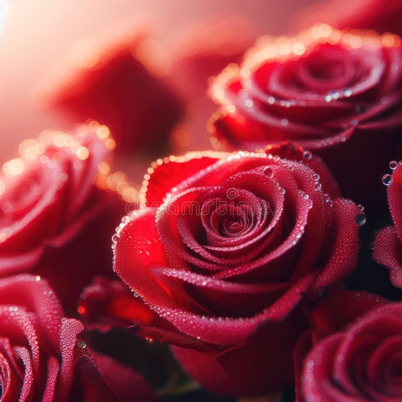 Beautiful Romantic Red Roses Flowers Stock Illustration - Illustration ...