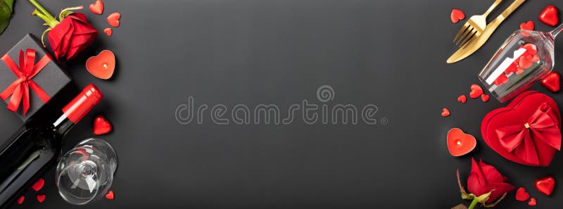 Beautiful Romantic Table Setting on Black Background. Romantic Dinner ...