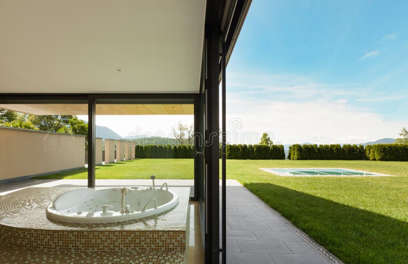 Beautiful Room with Jacuzzi Stock Photo - Image of inside, beauty: 47578944