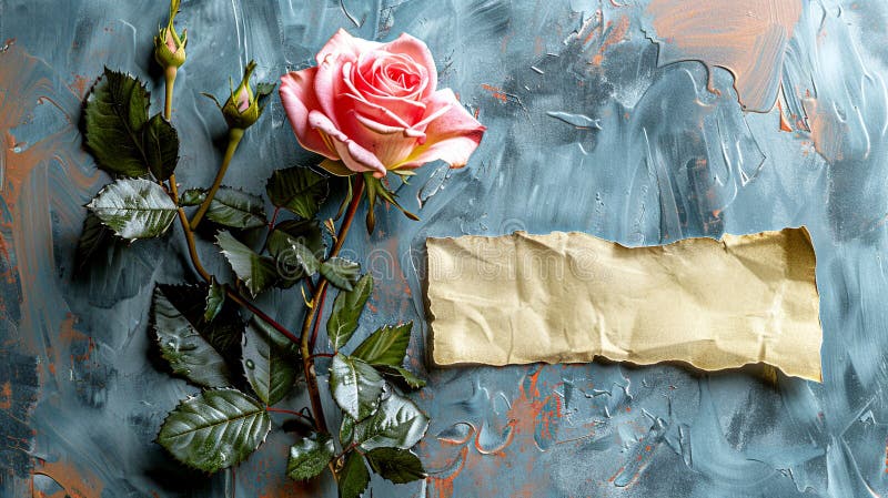 Beautiful Rose and Blank Note on Textured Backdrop for Heartfelt ... Beautiful Rose and Blank Note on Textured Backdrop for Heartfelt ...