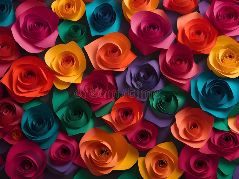 Beautiful Rose Flower Background , Paper Cut Style, Ai Generated Stock ...