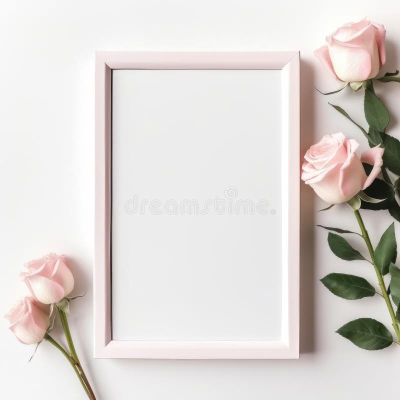 Beautiful 5x7 Rose Picture Frame Blank Mockup on White Stock ...
