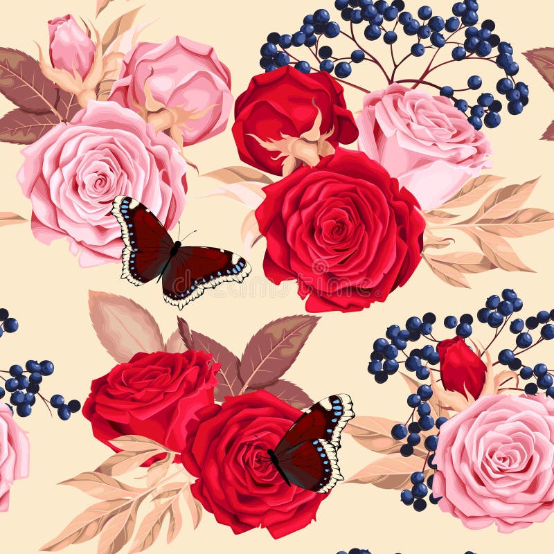 Beautiful roses seamless stock vector. Illustration of antique - 96706002