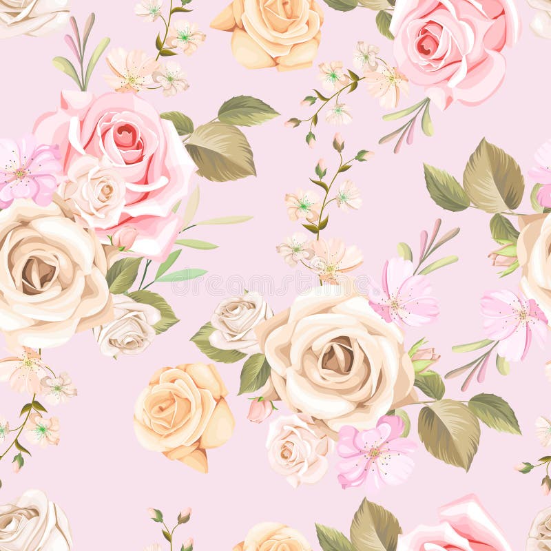 Beautiful Roses Seamless Pattern Stock Vector - Illustration of love ...