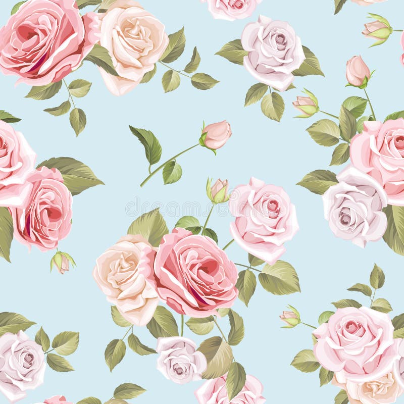 Beautiful Roses Seamless Pattern Stock Vector - Illustration of frame ...