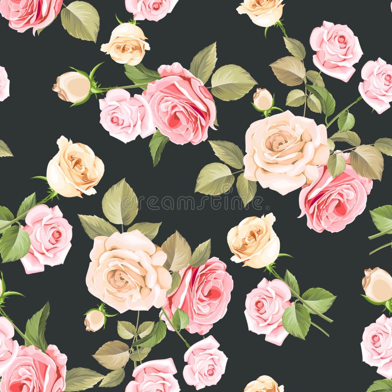 Beautiful Roses Seamless Pattern Stock Vector - Illustration of ...