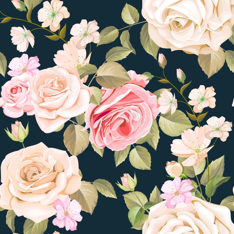 Beautiful Roses Seamless Pattern Stock Vector - Illustration of flower ...