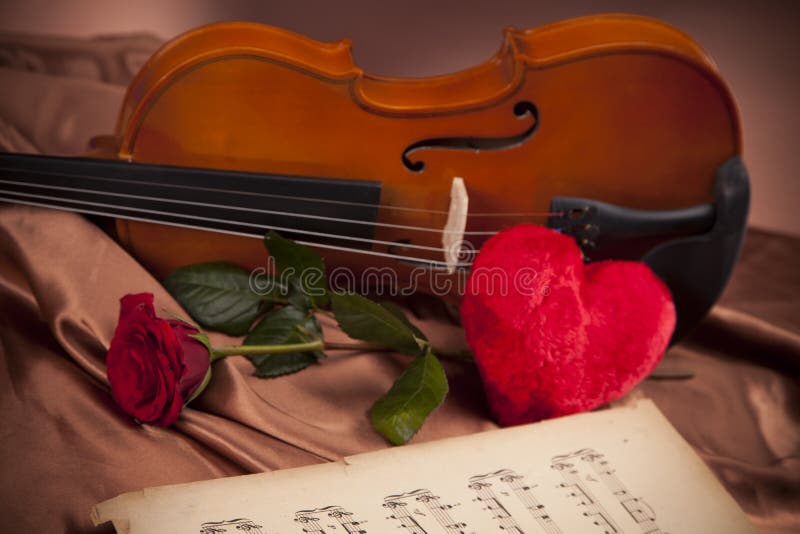Beautiful Roses and Violin! Stock Image - Image of symbol, brown: 27997143