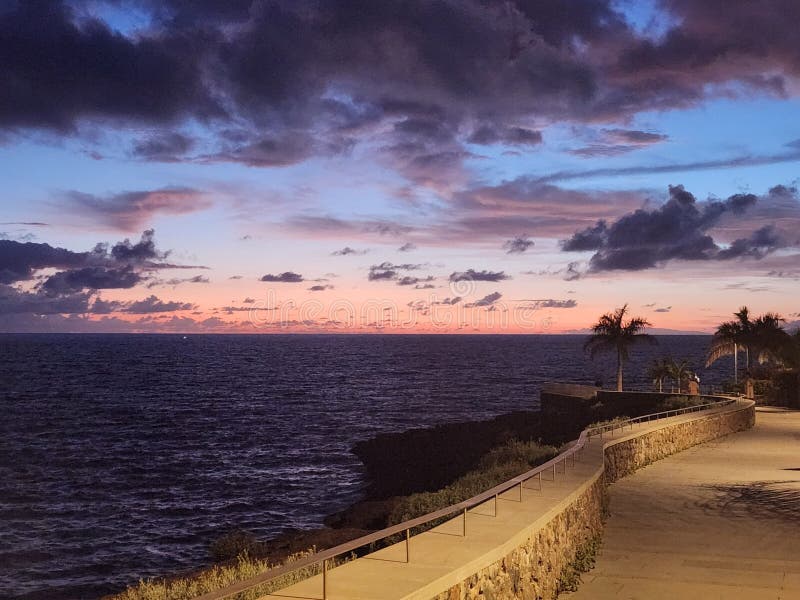Beautiful Rosy Sunset with a Gloomy Cloudy Sky on the Horizon Stock ...