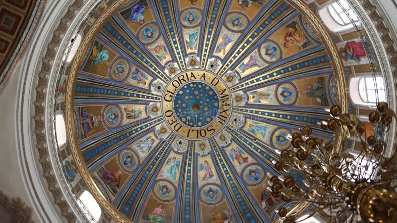 Beautiful Round Ceiling with Paintings in the Catholic Church Stock ...