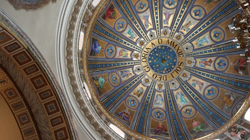 Beautiful Round Ceiling with Paintings in the Catholic Church Stock ...