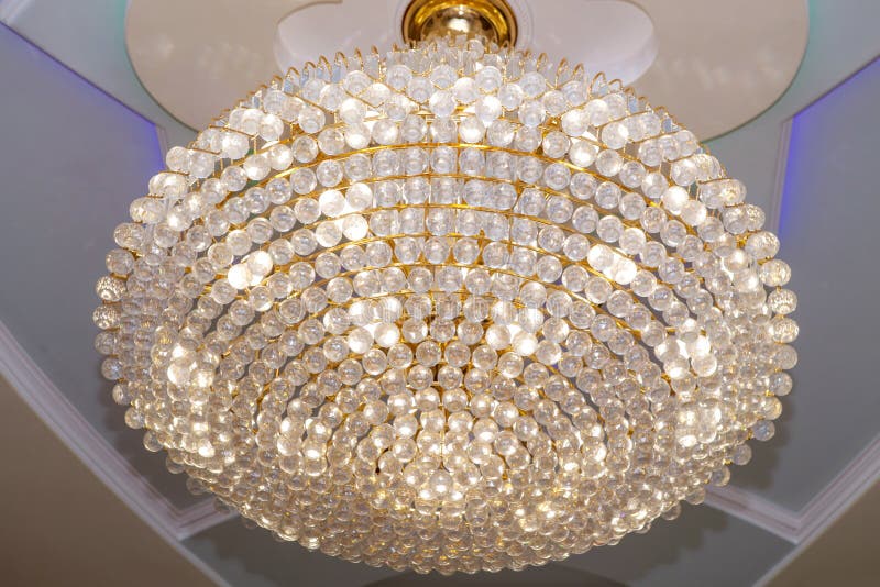 Beautiful Round Crystal Chandelier on the Ceiling Stock Image - Image ...