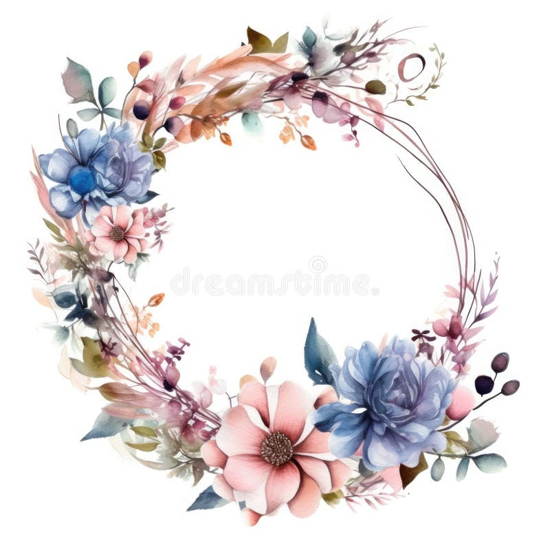 Beautiful Round Floral Frame White Background. Generative AI Weber ...