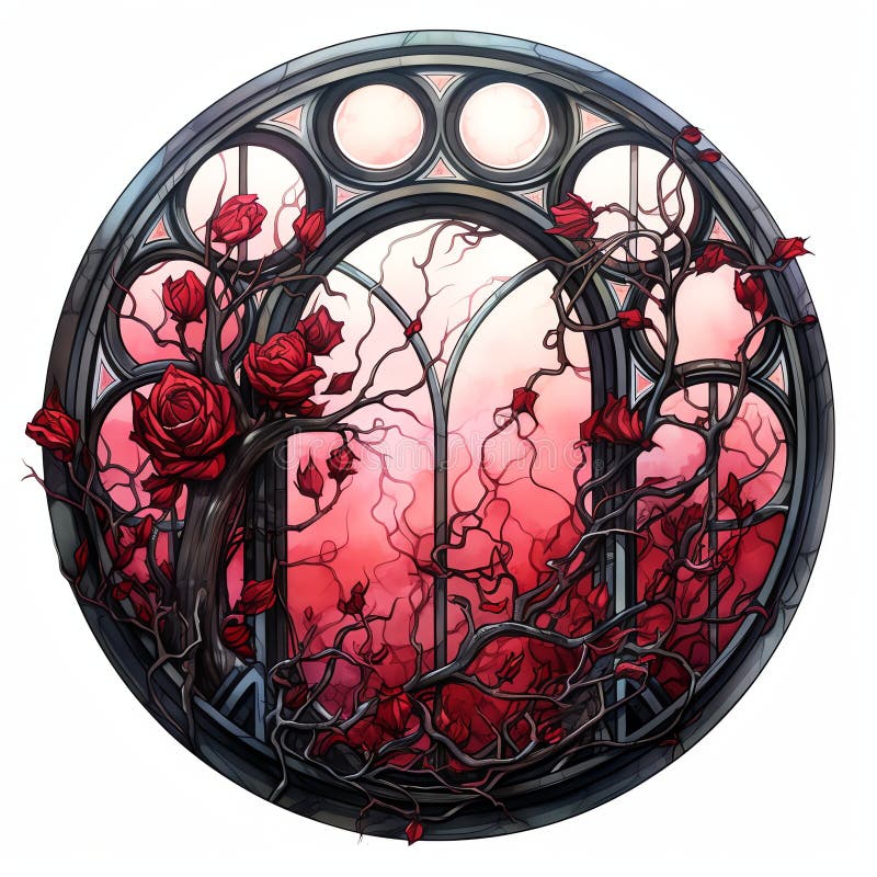 Beautiful Round Gothic Window Clipart Illustration Stock Illustration ...