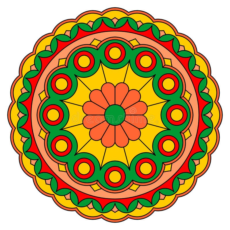 Beautiful Round Mandala with Floral Pattern Isolated on White ...